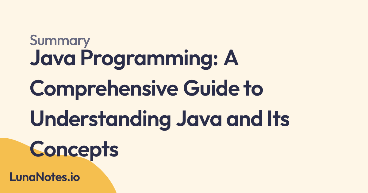 Java Programming A Comprehensive Guide To Understanding Java And Its 0275